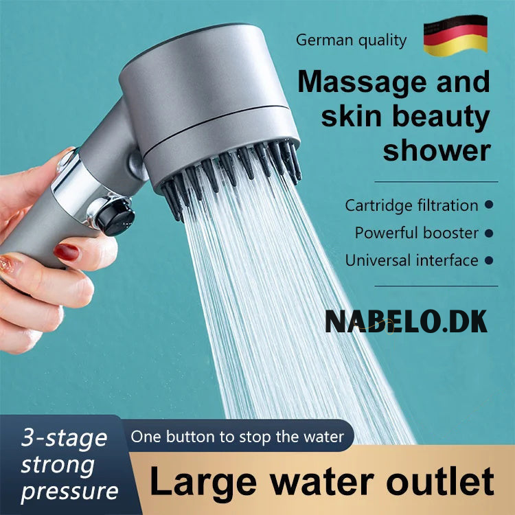 Borhe® Shower - 4 i 1 Multifunktionelt Brusehoved Til Massage Og Hudpl ...